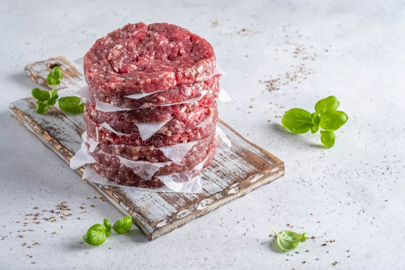 Stack of Fresh Raw Burger Patty Stock Image - Image of minced, burger ...