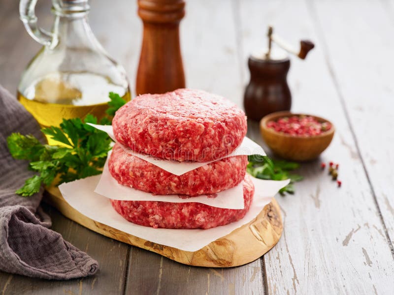 Stack of Fresh Raw Burger Patty or Ground Beef Meat Burger Steak ...