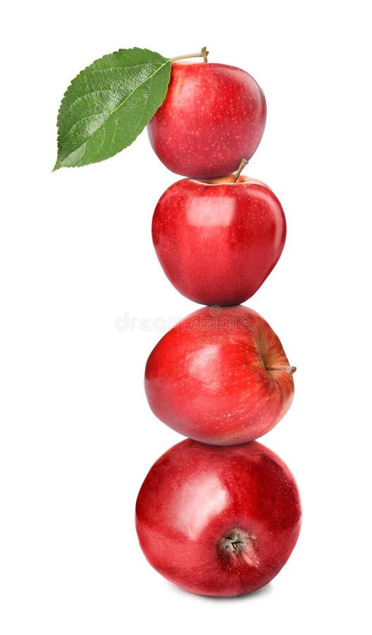 Stack of Fresh Ripe Red Apples on White Background Stock Photo - Image ...