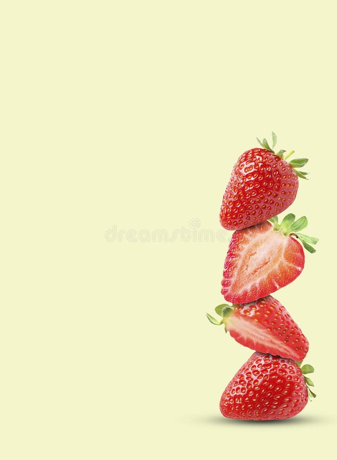 Stack of Fresh Strawberries on Beige Background, Space for Text Stock ...