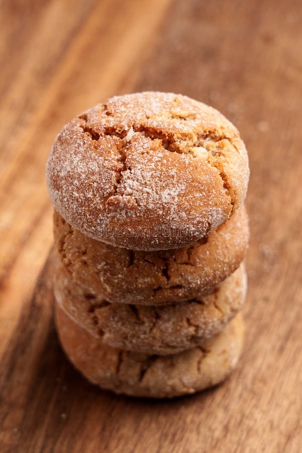 Stack of Fresh Sugar Ginger Cracked Cookies on Table Stock Photo ...
