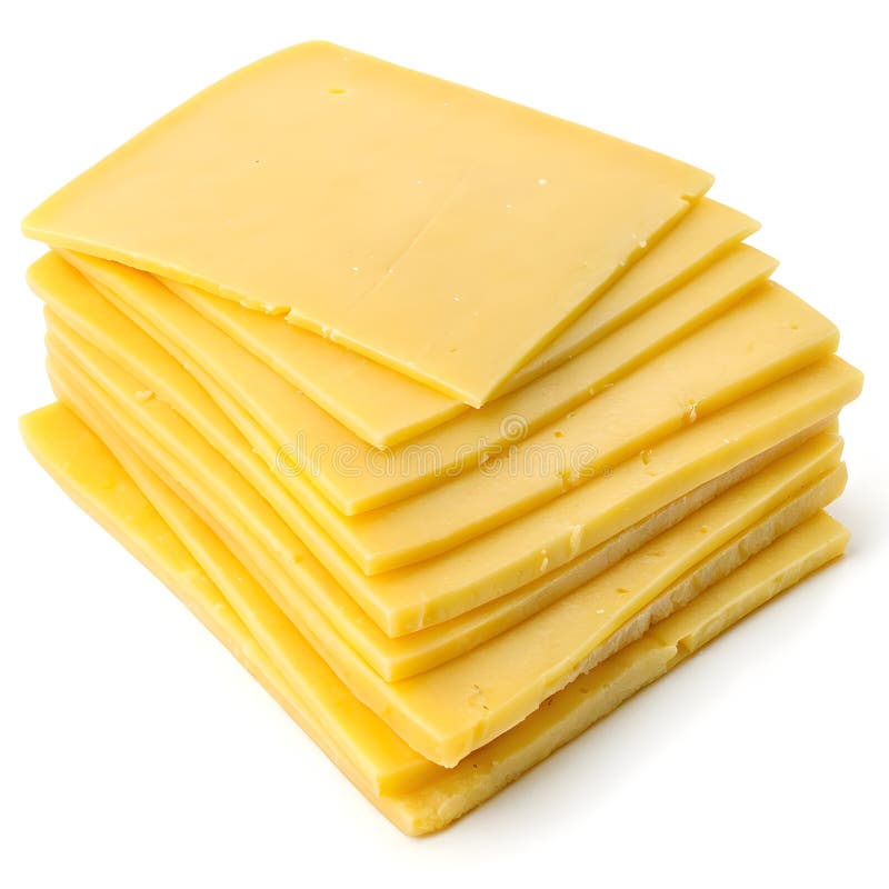 Stack of Delicious Yellow Cheese Slices Isolated on White Background ...