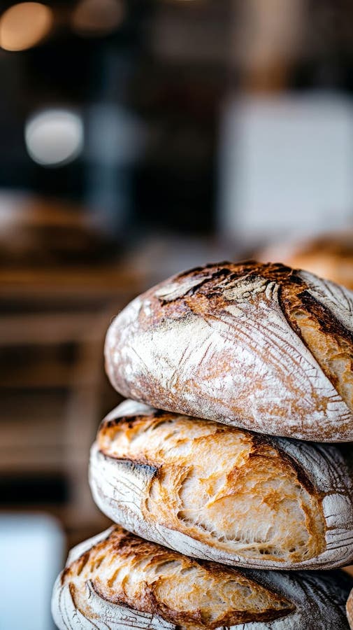 Stack Freshly Baked Artisanal Bread Loaves Stock Photos - Free ...