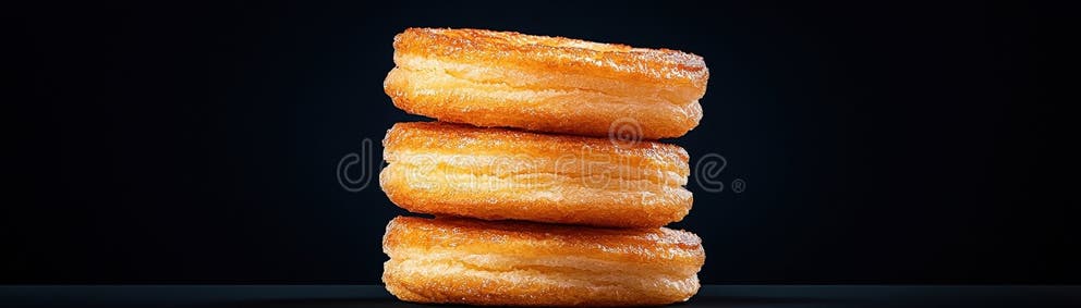 Stack of Freshly Baked Golden Pastries on Dark Background for Culinary ...