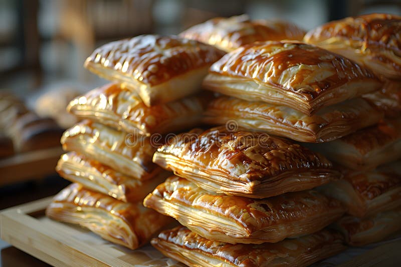 Stack of Freshly Baked Puff Pastries in a Bakery Setting Perfect for ...