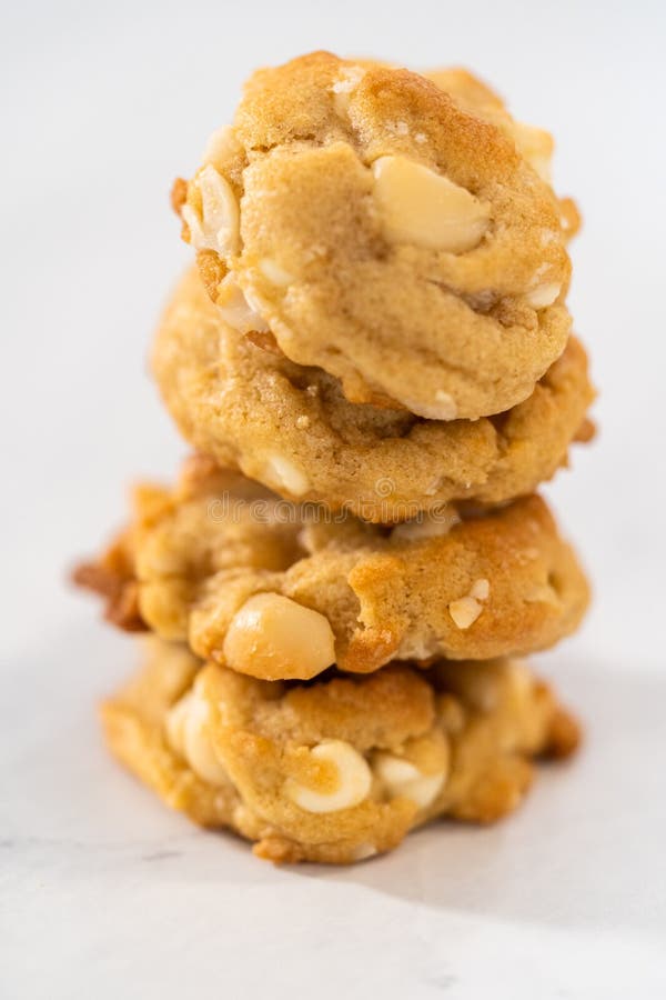 White Chocolate Macadamia Nut Cookies Stock Image - Image of preparing ...