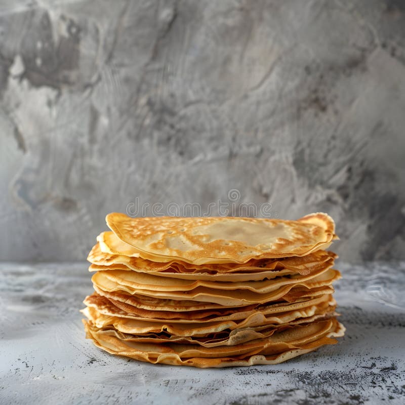 Stack of Freshly Made Crepes on Textured Background Stock Photo - Image ...
