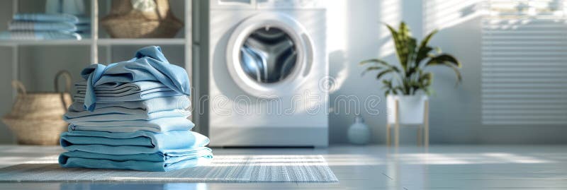 A Stack of Freshly Washed and Folded Laundry Sits on a Rug in Front of ...