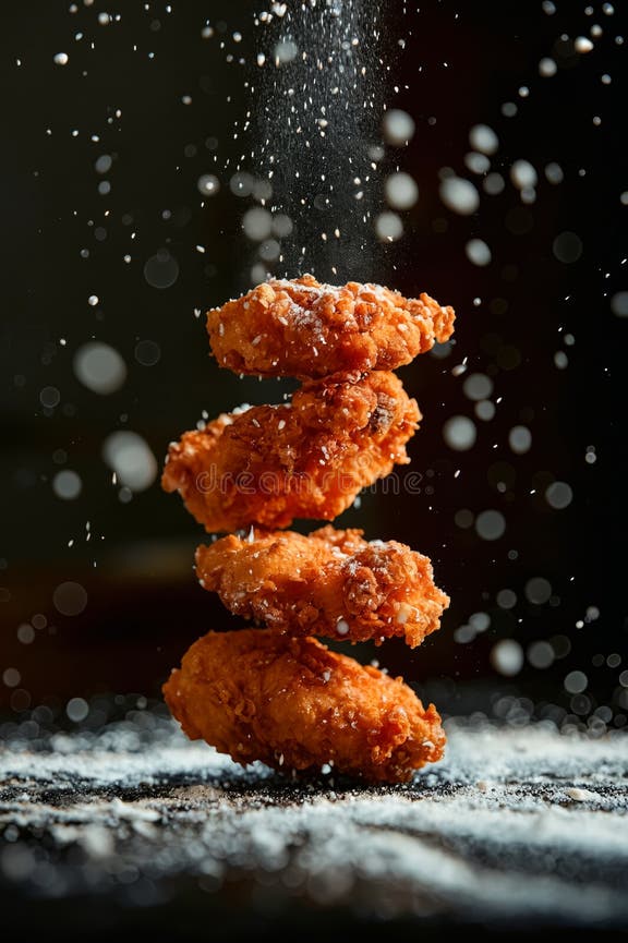 A Stack of Fried Chicken Being Sprinkled with Salt. Generative AI Stock ...