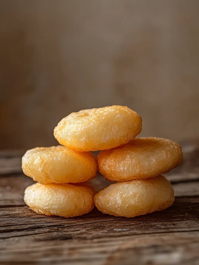 Stack of Fried Dough on Rustic Wooden Surface. Stock Photo - Image of ...