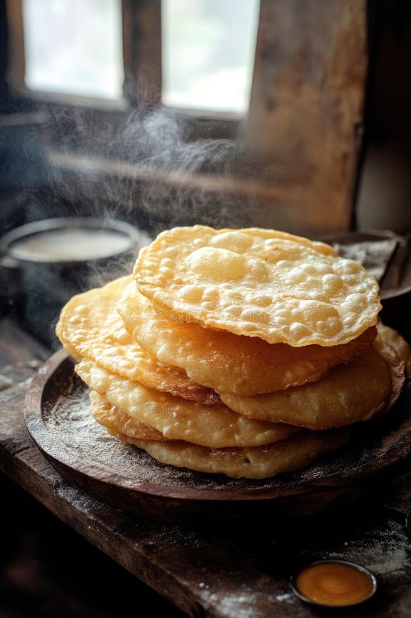 Stack of Fried Doughnuts with a Lot of Steam Coming Off Them Stock ...