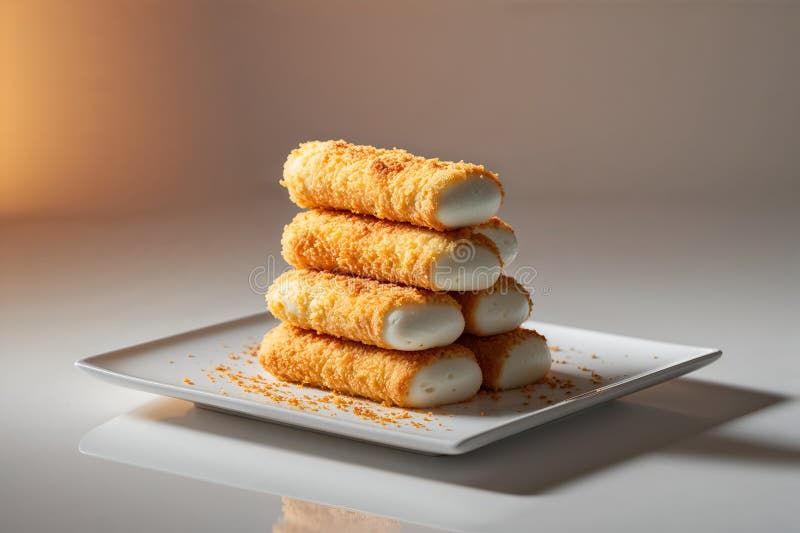 Stack of Fried Mozzarella Cheese Sticks on a White Plate Appetizing ...