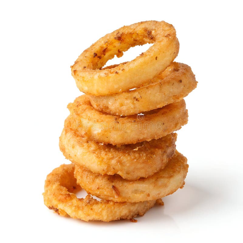 Stack of Fried Onion Rings Isolated on White Background Stock ...