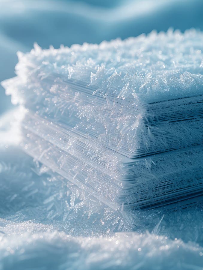 Stack of Frosted Glass Panels in a Snowy Environment Stock Photo ...