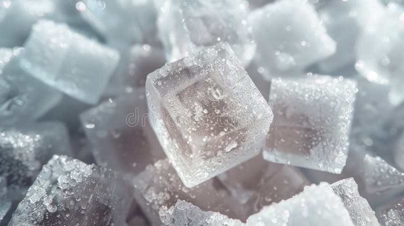 A Stack of Frozen Ice Cubes on Top of Another, Clear and Transparent ...
