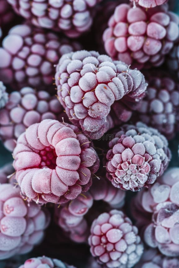 A Stack of Frozen Raspberries, Perfect for Decorating or As a Prop ...