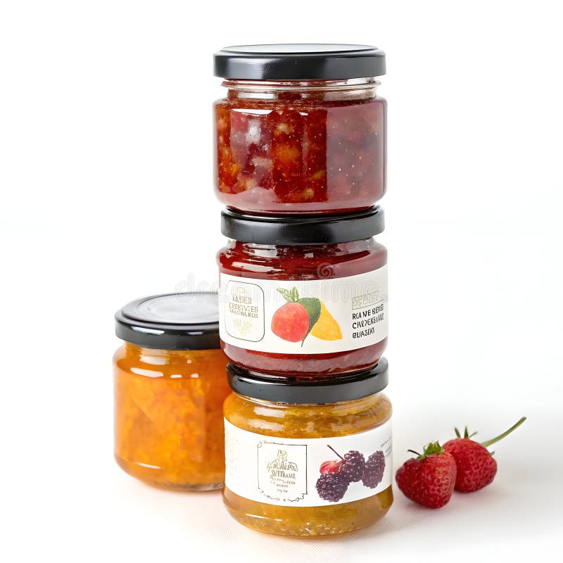 Stack of Fruit Preserves Isolated on White Background Stock ...