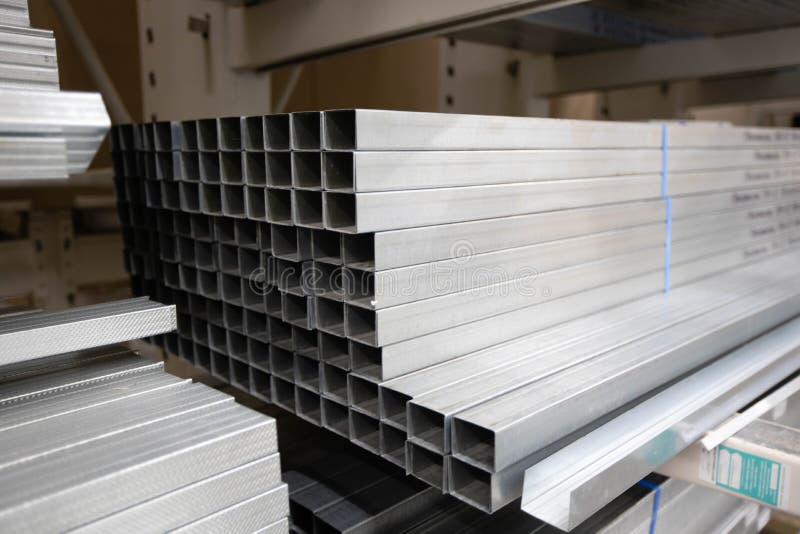 Stack of Galvanized Rectangular Steel Pipes for Building Materials ...