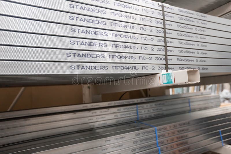 Stack of Galvanized Rectangular Steel Pipes for Building Materials ...