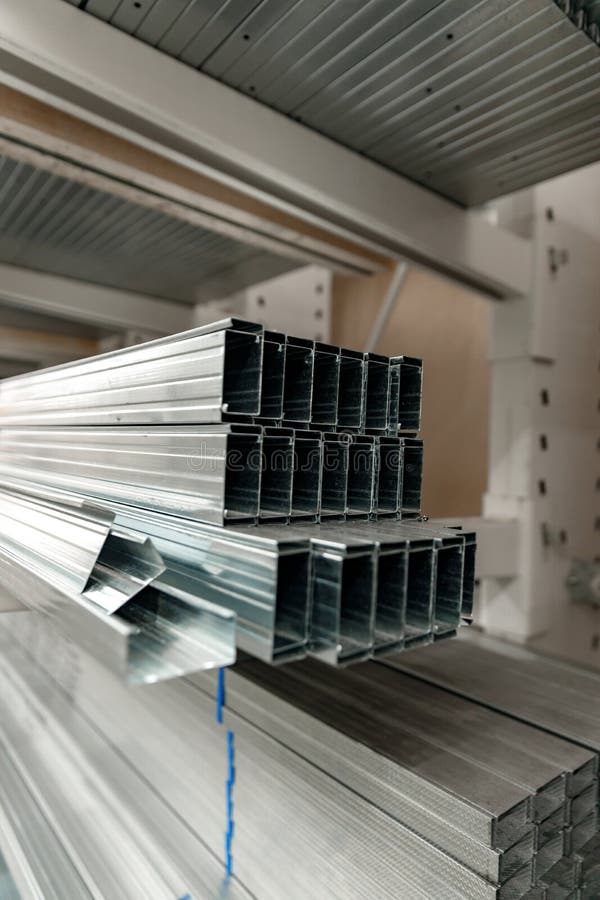 Stack of Galvanized Rectangular Steel Pipes for Building Materials ...