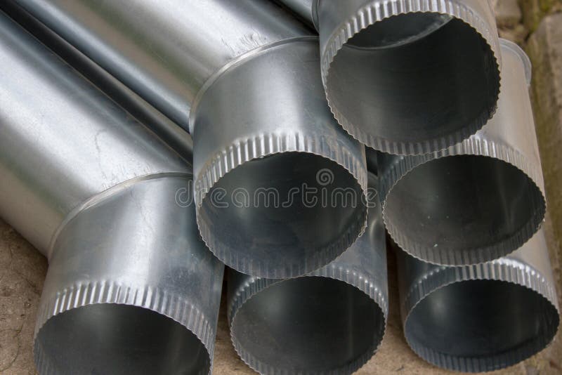 Galvanized Steel Drainpipe in Warehouse Stock Image - Image of ...