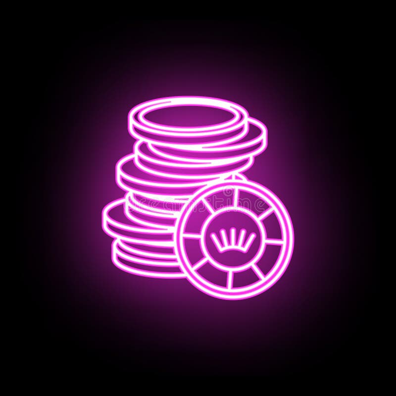 Stack of Game Chips Neon Icon. Simple Thin Line, Outline Vector of ...