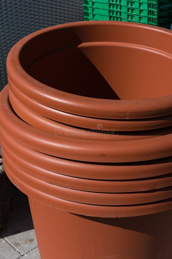 Stack of Gardening Pot in Summer Stock Photo - Image of objects ...