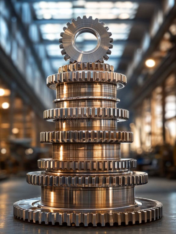 Stack of Gears in a Workshop with a Blurred Background Stock Photo ...
