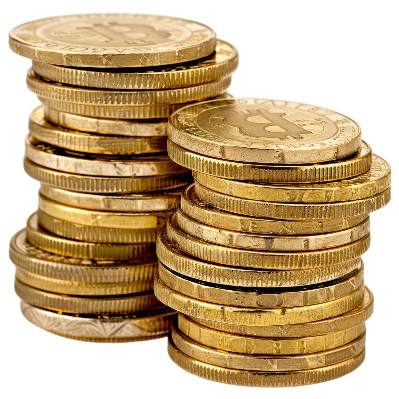 Stack of Generic Golden Coins Isolated on Transparent Background. Stock ...