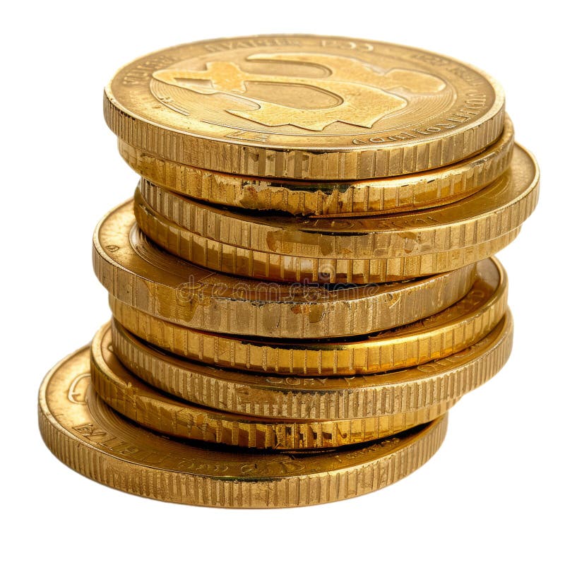 Stack of Generic Golden Coins Isolated on Transparent Background. Stock ...