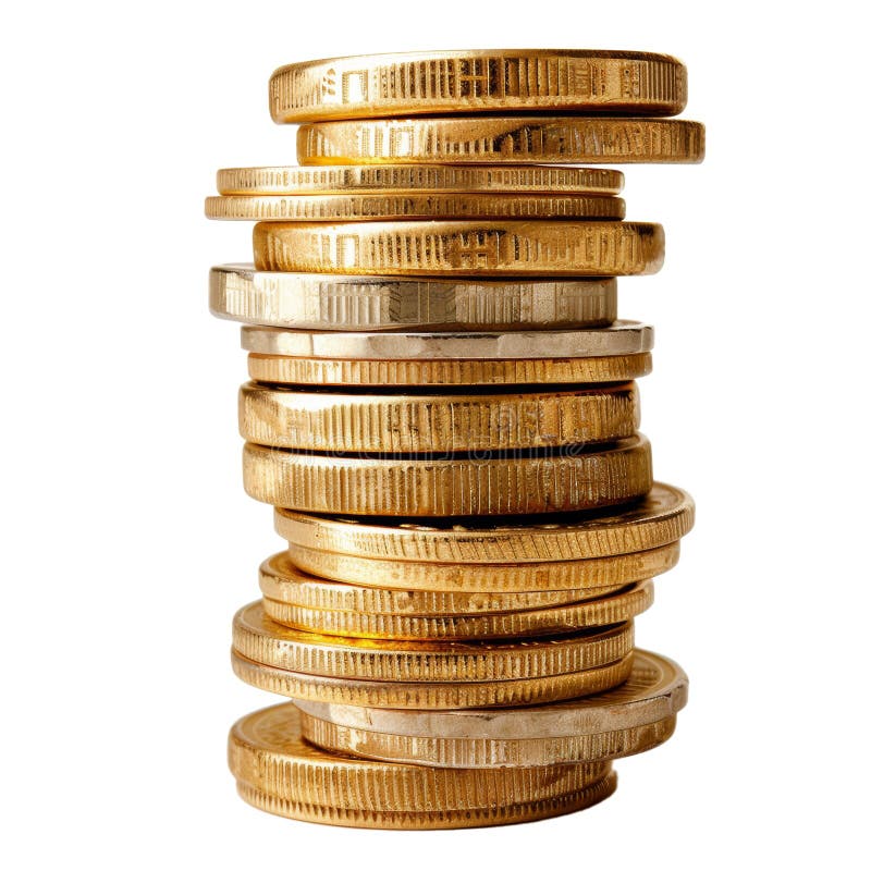 Stack of Generic Golden Coins Isolated on Transparent Background. Stock ...