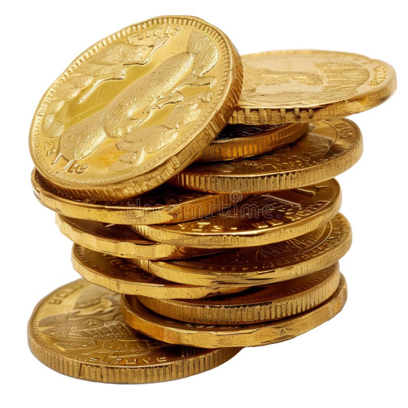 Stack of Generic Golden Coins Isolated on Transparent Background. Stock ...