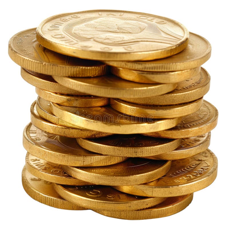 Stack of Generic Golden Coins Isolated on Transparent Background. Stock ...