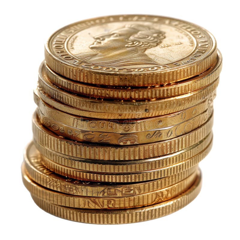 Stack of Generic Golden Coins Isolated on Transparent Background. Stock ...