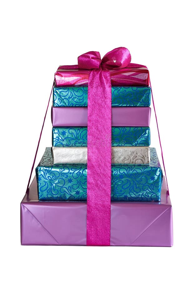 Stack of gift boxes stock photo. Image of silk, heartshaped - 27569480