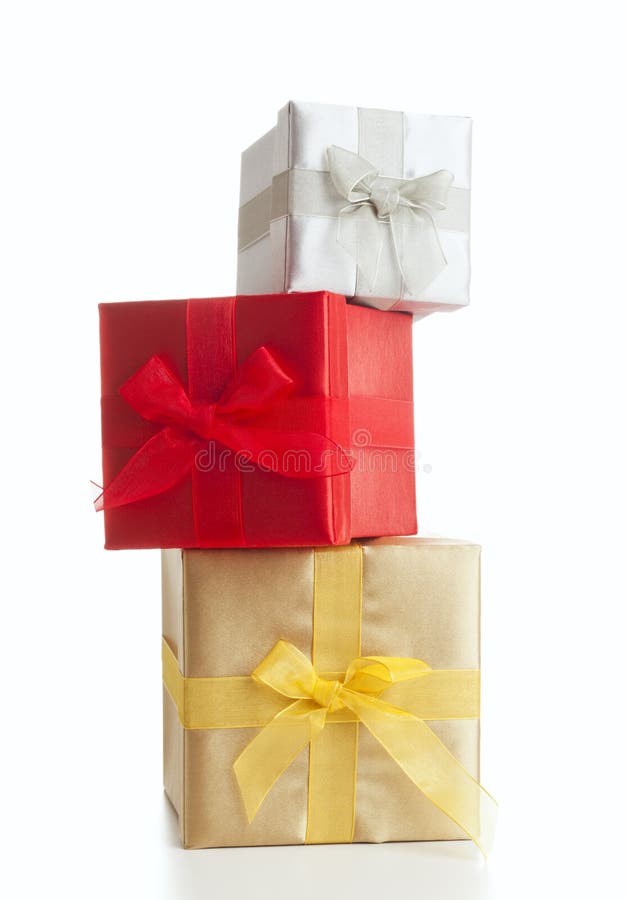 Stack of Gift Boxes Isolated Stock Image - Image of small, background ...