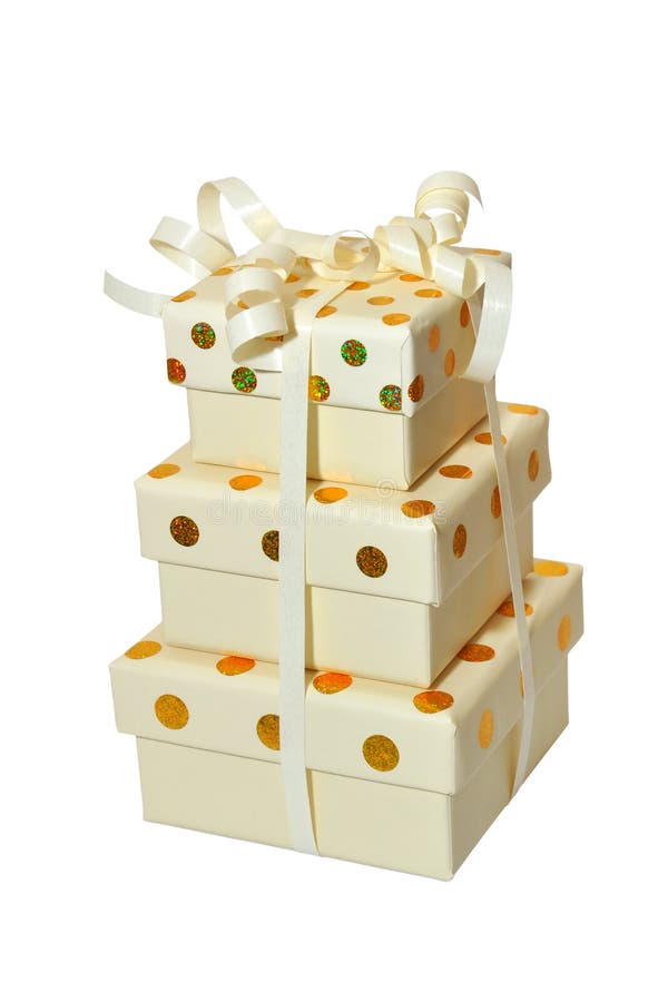 Stack of Gift Boxes Isolated on White Stock Image - Image of decorated ...