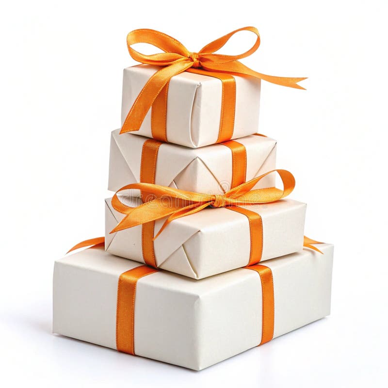Stack of Gift Boxes with Orange Ribbons Stock Illustration ...