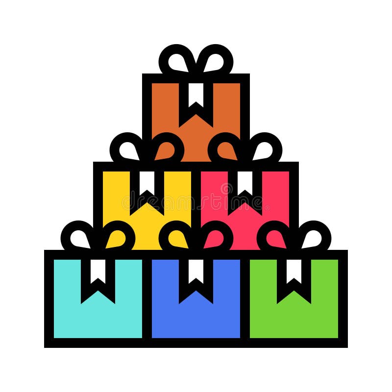 Stack of Gift Boxes Vector Illustration, Filled Style Icon Stock Vector ...