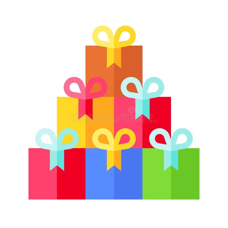 Stack of Gift Boxes Vector Illustration, Flat Style Icon Stock Vector ...