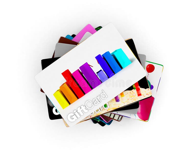 Stack of Gift Card Designs for All People, White Background Stock ...