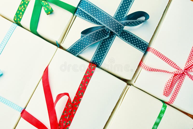 Stack of Gift Wrapped Christmas Presents. Stock Photo - Image of ...