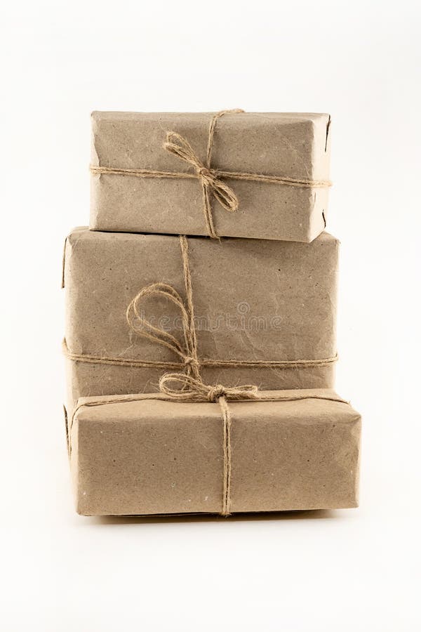 Stack of Gifts in Brown Paper Simple Design Stack Stock Image - Image ...