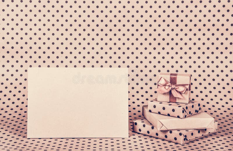 Stack of Gifts and Note. Gift Boxes and Letter Stock Photo - Image of ...