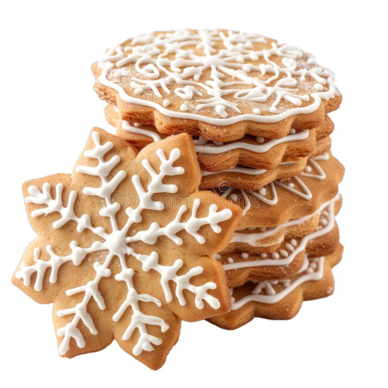 Stack of Gingerbread Cookies Decorated with a Snowflake Pattern for ...