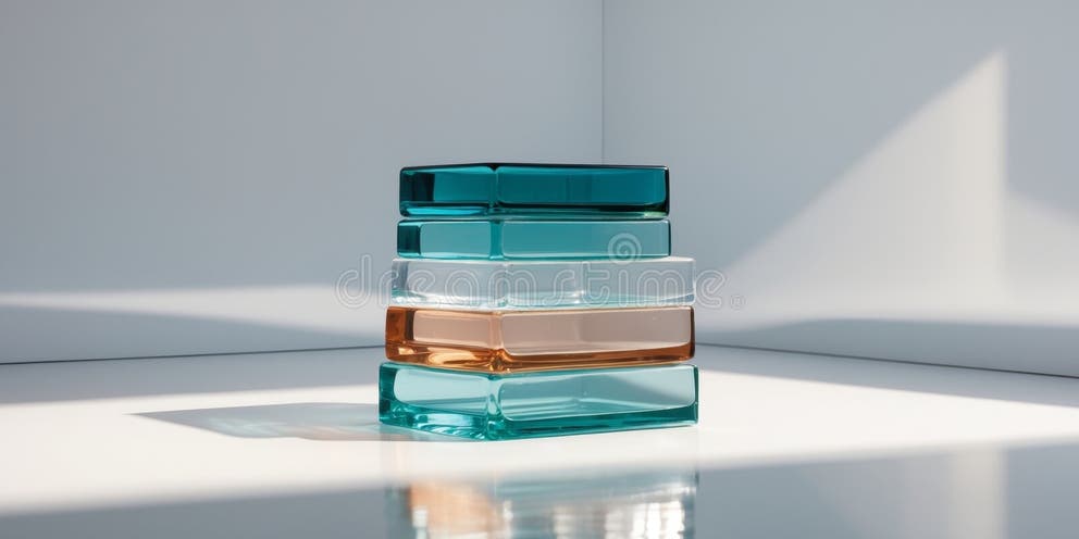 Stack of Glass Blocks in Various Tints Creating a Modern Aesthetic on a ...