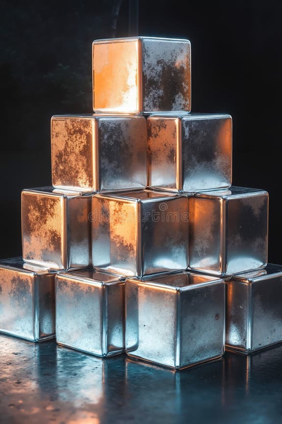 A Stack of Glass Cubes Sitting on Top of a Table Stock Image - Image of ...