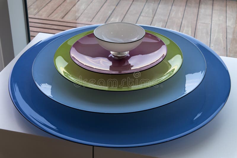 Stack of Glass Kitchenwares Stock Photo - Image of plates, smaller ...