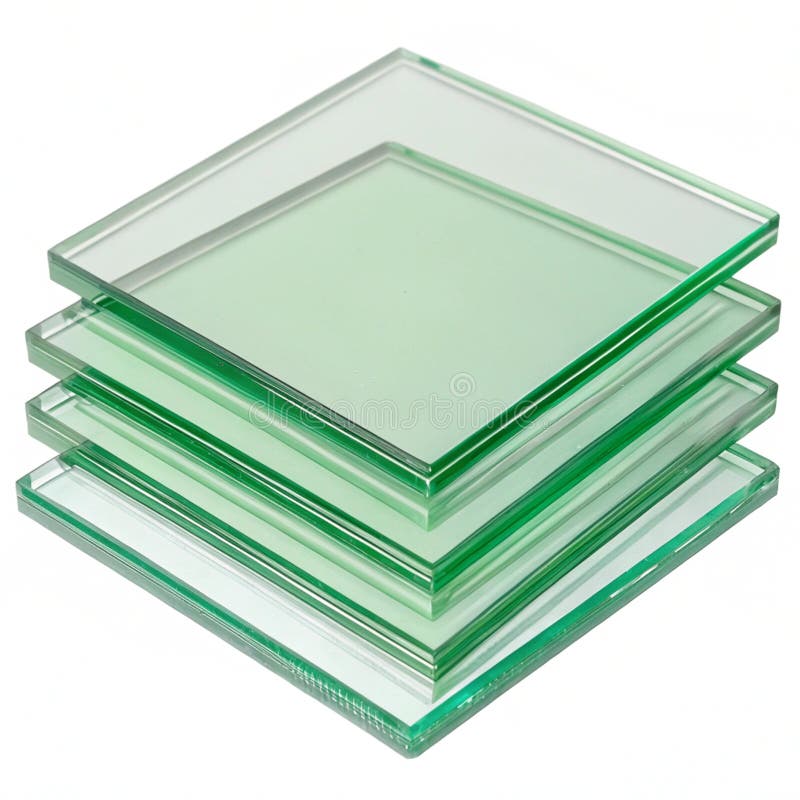 Stack of Glass Squares with Green Tint Isolated on White Stock ...