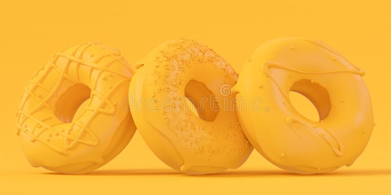 Stack of Glazed Donut with Sprinkles on Plain Monochrome Yellow Color ...